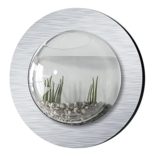 Fish Bubbles Brushed Aluminum Fish Bubble with Deluxe Wall Mounted Fish Tank