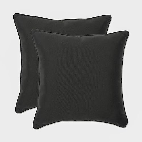 Pillow Perfect Fresco Solid Indoor/Outdoor Throw Pillow Plush Fill, Weather and Fade Resistant, Throw - 18.5" x 18.5", Black, 2 Count