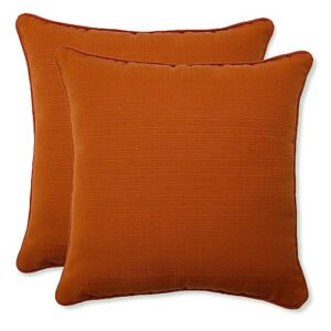 pillow perfect monti chino solid indoor/outdoor throw pillow plush fill, weather and fade resistant, throw - 18.5" x 18.5", orange, 2 count