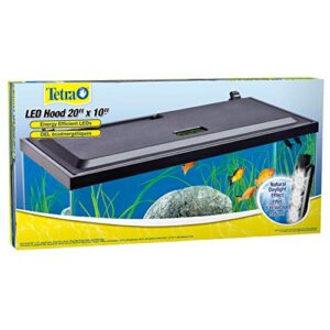 tetra led hood 19.3125 inches by 9.375 inches by 2.5 inches, low-profile aquarium hood with hidden lightin, plastic