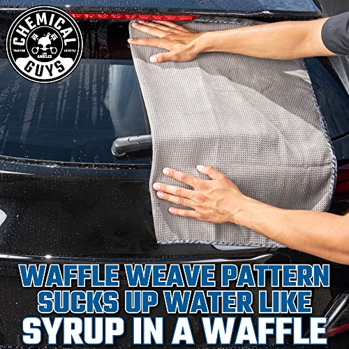 Chemical Guys MIC_781_01 Waffle Weave Gray Matter 70/30 Blend Microfiber Drying Towel with Silk Edging, 25" x 36"