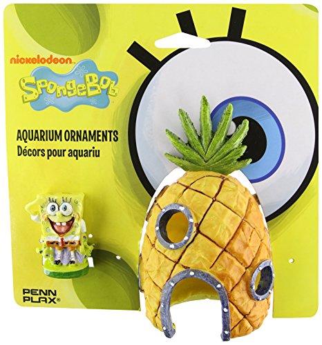 Penn-Plax Spongebob and Pineapple House Aquarium Ornament | 2 Piece Set | Great for Fresh or alt Water Tanks