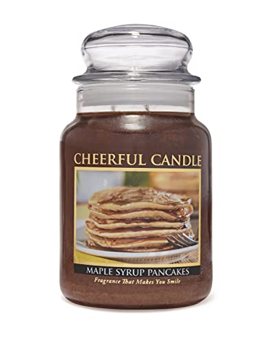 A Cheerful Giver - Maple Syrup Pancakes Scented Glass Jar Candle (24 oz) with Lid & True to Life Fragrance Made in USA