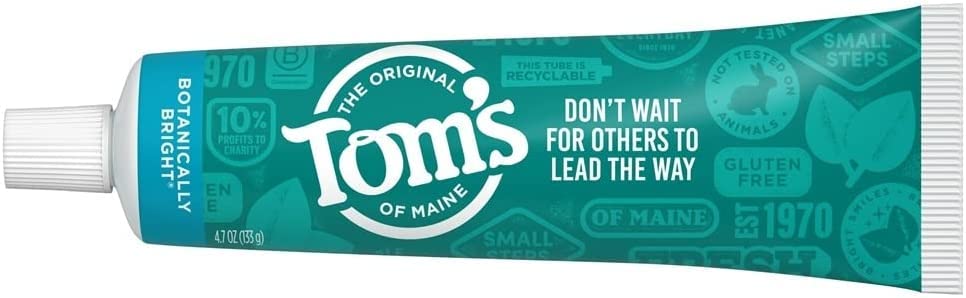 Tom's Of Maine Botanically Bright Whitening Toothpaste Peppermint 4.7 Oz (pack of 6)