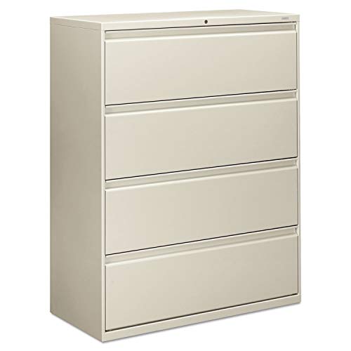 HON 800 Series 42-inch Wide 4-Drawer Light Grey Lateral File Cabinet