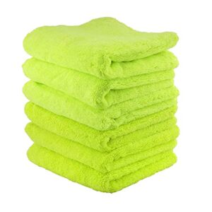 chemical guys mic_333_6g el gordo professional extra thick supra microfiber towels, green, 16.5" x 16.5", pack of 6