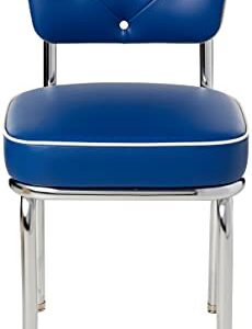 Richardson Seating Chrome Diner Chair with Button Tufted Back and 2" Box Seat, NULL, Metal, Royal Blue