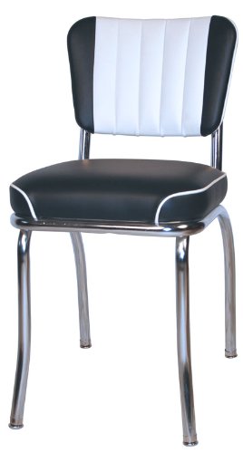 BudgetBarStools Retro 50's Black and White Channel Back Diner Chair (4290BLKWF)