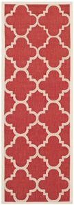 safavieh courtyard collection 2'3' x 6'7' red cy6243 moroccan trellis indoor/ outdoor patio backyard mudroom runner rug