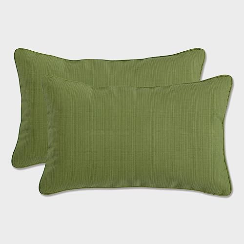 Pillow Perfect Forsyth Solid Indoor/Outdoor Lumbar Pillow Plush Fill, Weather and Fade Resistant, Lumbar - 11.5" x 18.5", Green, 2 Count