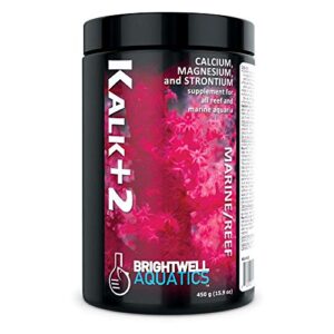 brightwell aquatics kalk+2 - advanced calcium, magnesium & strontium powdered kalkwasser supplement for marine fish and aquariums