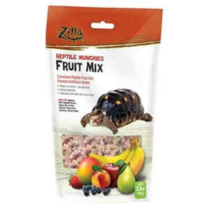 zilla reptile food munchies fruit mix for pet iguanas, skinks, tegus, box turtles, tortoises & hermit crabs, 2.5 ounce