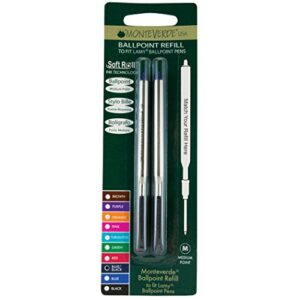 Monteverde Soft Roll Ballpoint Refill for Lamy Ballpoint Pens, Blue/Black, 2 Pack (L132BB)