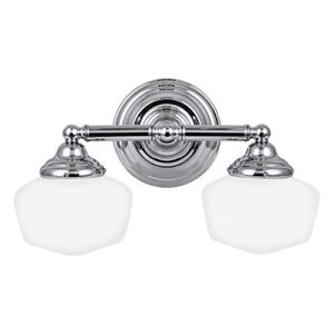 sea gull lighting 44437-05 academy wall/bath vanity style fixture, two light, chrome