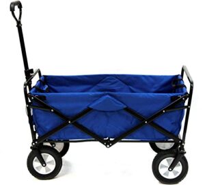 mac sports heavy duty steel frame collapsible folding 150 pound capacity outdoor camping garden utility wagon yard cart, blue