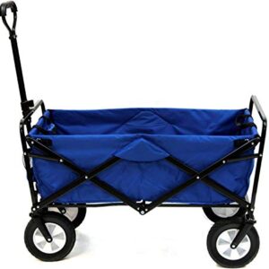 Mac Sports Heavy Duty Steel Frame Collapsible Folding 150 Pound Capacity Outdoor Camping Garden Utility Wagon Yard Cart, Blue