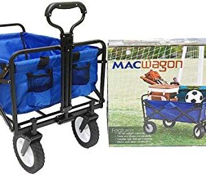 Mac Sports Heavy Duty Steel Frame Collapsible Folding 150 Pound Capacity Outdoor Camping Garden Utility Wagon Yard Cart, Blue