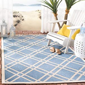 safavieh courtyard collection 9' x 12' blue/beige cy6923 trellis indoor/ outdoor waterproof easy-cleaning patio backyard mudroom area-rug