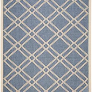 SAFAVIEH Courtyard Collection 9' x 12' Blue/Beige CY6923 Trellis Indoor/ Outdoor Waterproof Easy-Cleaning Patio Backyard Mudroom Area-Rug