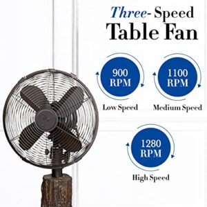 Deco Breeze DecoBreeze DBF0610 Rustic Table Fan from Fir Bark collection in Bronze/Dark finish, 9.00 inches, 10 Inch