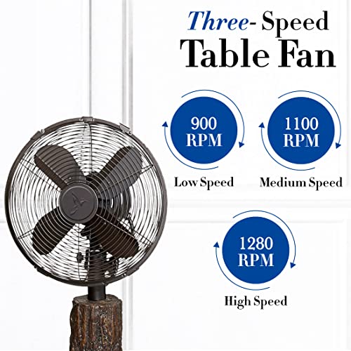 Deco Breeze DecoBreeze DBF0610 Rustic Table Fan from Fir Bark collection in Bronze/Dark finish, 9.00 inches, 10 Inch