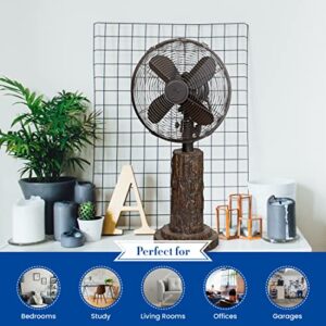 Deco Breeze DecoBreeze DBF0610 Rustic Table Fan from Fir Bark collection in Bronze/Dark finish, 9.00 inches, 10 Inch