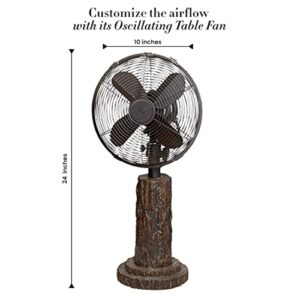 Deco Breeze DecoBreeze DBF0610 Rustic Table Fan from Fir Bark collection in Bronze/Dark finish, 9.00 inches, 10 Inch