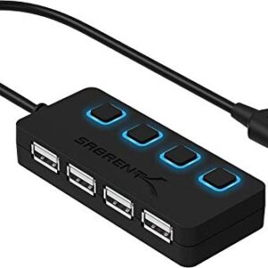 SABRENT 4 Port USB 2.0 Data Hub with Individual LED lit Power Switches [Charging NOT Supported] for Mac & PC (HB-UMLS)