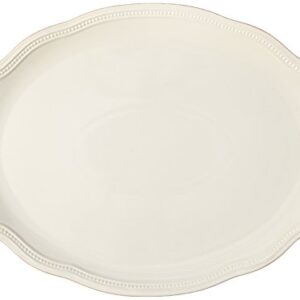 Lenox White French Perle Bead 16" Oval Serving Platter, 3.95 LB