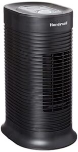 honeywell allergenplus hepa tower air purifier, airborne allergen reducer for small rooms (75 sq ft), black - wildlfire/smoke, pollen, pet dander, and dust air purifier, hpa060