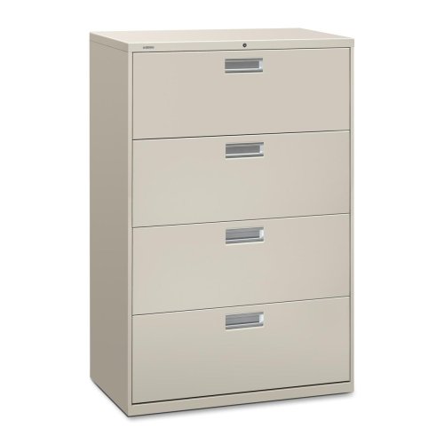 HON 600 Series Standard Lateral Files w/Locks-4 Drawer Lateral File W/Lock, 36"x19-1/4"x53-1/4", Gray