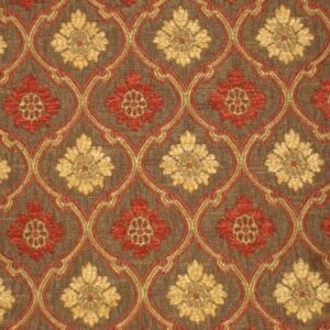 14x14 Burgundy and Gold Bulbs Brocade Decorative Throw Pillow Cover (Reino Collection)