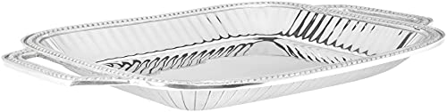 Wilton Armetale Flutes and Pearls Rectangular Serving Tray with Handles, 18-Inch-by-12-Inch - , Silver