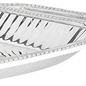 Wilton Armetale Flutes and Pearls Rectangular Serving Tray with Handles, 18-Inch-by-12-Inch - , Silver