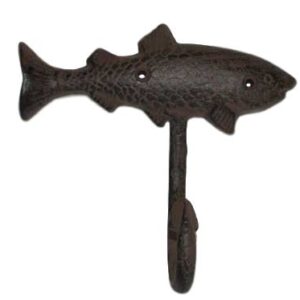 Fish Wall Coat Hooks - Set of 3 - Cast Iron Hangers for Coats, Aprons, Hats, Towels, Pot Holders, More