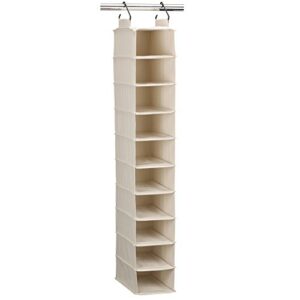 household essentials 3328-1 cotton canvas hanging closet shoe organizer | 10-shelf | natural