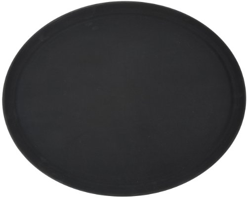 Winco Oval Fiberglass Tray with Non-Slip Surface, 26-Inch by 22-Inch, Black