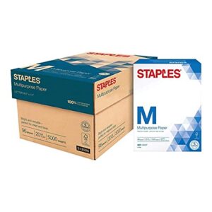 Staples Multipurpose Inkjet & Laser Paper, 8.5 X 11", 5000 Sheets/Case Carton