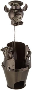 wine bodies pig pie waiter metal wine bottle holder, charcoal