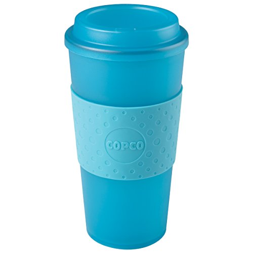 Copco Acadia Double Wall Insulated Travel Mug with Non-Slip Sleeve, 16-Ounce, Translucent Teal