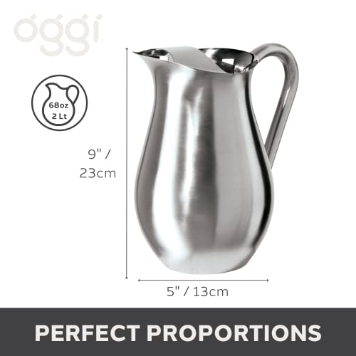 Stainless Steel Pitcher - 68 oz, Silver