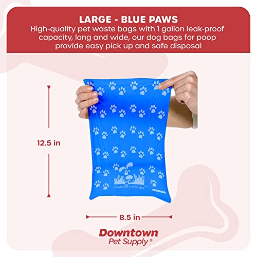 Downtown Pet Supply 220 Count Dog Poop Bags Refills with Leash Clip and Bone Bag Dispenser, Rainbow with Paw Prints - Dog Waste Bags Unscented and Leak-Proof with Dog Poop Bag Dispenser - 12.5 x 8.5"