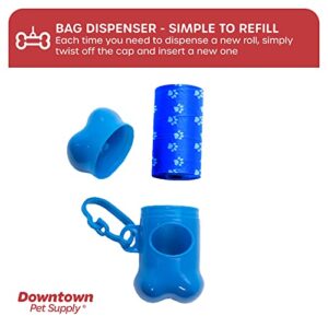 Downtown Pet Supply 220 Count Dog Poop Bags Refills with Leash Clip and Bone Bag Dispenser, Rainbow with Paw Prints - Dog Waste Bags Unscented and Leak-Proof with Dog Poop Bag Dispenser - 12.5 x 8.5"