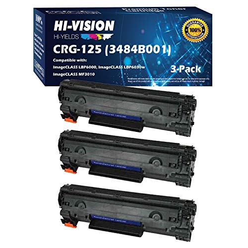 HI-Vision® Compatible 125 3484B001AA Toner Cartridge Replacement for Canon imageCLASS LBP6030w imageCLASS MF3010, imageCLASS LBP6000 (Black, 3-Pack)