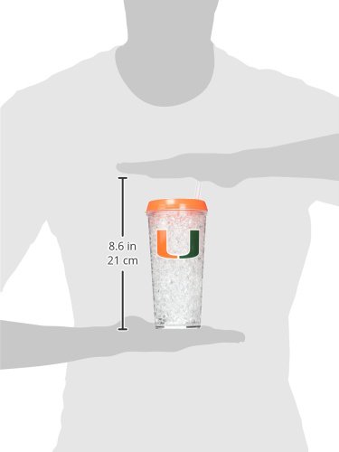 NCAA Miami Hurricanes 16oz Crystal Freezer Tumbler with Lid and Straw