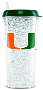 ncaa miami hurricanes 16oz crystal freezer tumbler with lid and straw