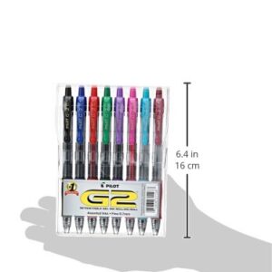 PILOT G2 Premium Refillable and Retractable Rolling Ball Gel Pens, Fine Point, Assorted Color Inks, 8-Pack (31128)