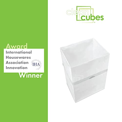 Clean Cubes 4 Gallon Trash Cans & Recycle Bins for Sanitary Garbage Disposal. Disposable Containers for Parties, Events, Recycling, and More. 3 Pack (White)