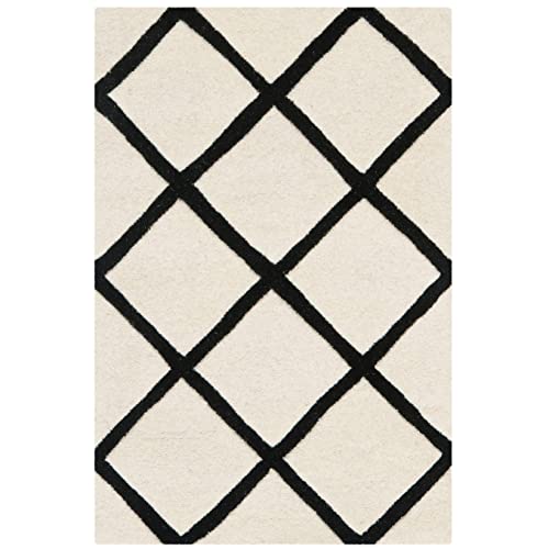 SAFAVIEH Chatham Collection 8' x 10' Black/Ivory CHT720K Handmade Diamond Trellis Premium Wool Area Rug