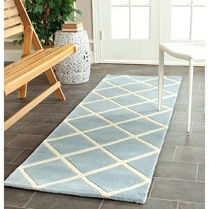 SAFAVIEH Chatham Collection 8' x 10' Black/Ivory CHT720K Handmade Diamond Trellis Premium Wool Area Rug